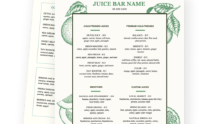 Free Juice Bar Menu Templates | Toast | Toast POS