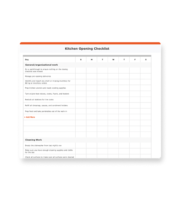 Free Kitchen Opening and Closing Checklist | Toast | Toast POS
