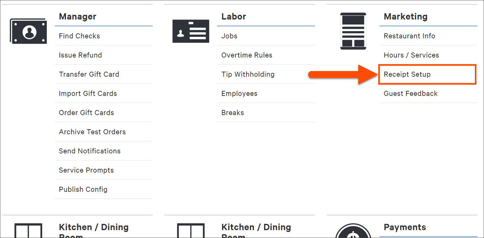 Configuring Receipt Information | Toast POS